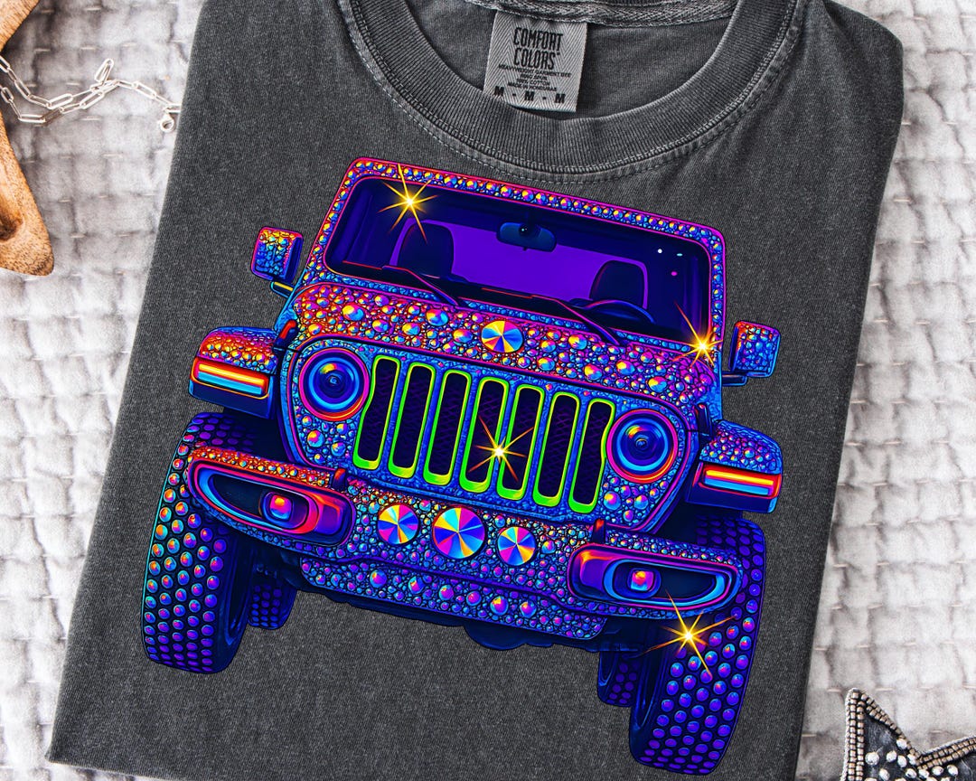 Bling Neon Jeep PNG, Sparkle Rhinestone Car Graphic, Glam Girl Jeep ...