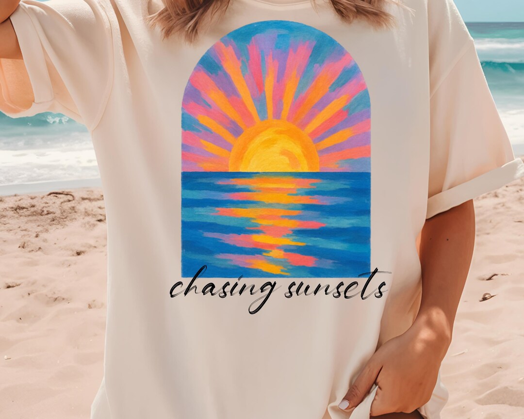 Chasing Sunsets PNG, Watercolour Brushstroke Sunset Sublimation Design ...