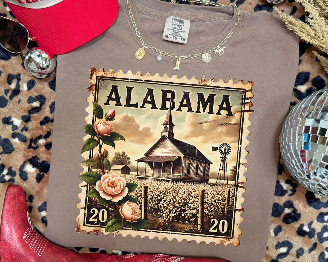 Alabama State Postal Stamp PNG Design Digital Download, Vintage State ...