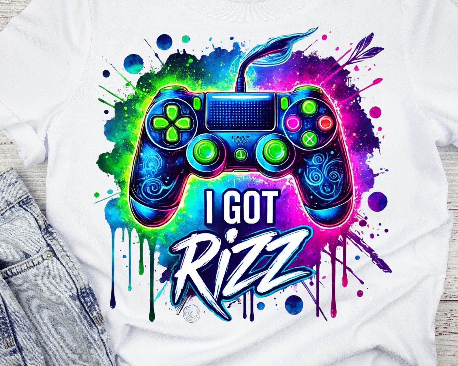 I Got Rizz PNG Digital Download, Trendy Neon Game Controller Png, Gamer ...
