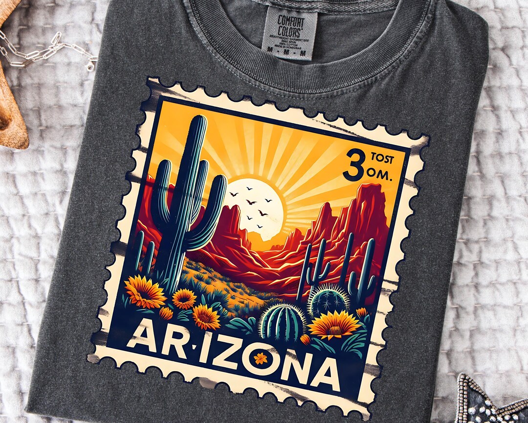Arizona State Postal Stamp PNG Design Digital Download, Arizona Desert ...