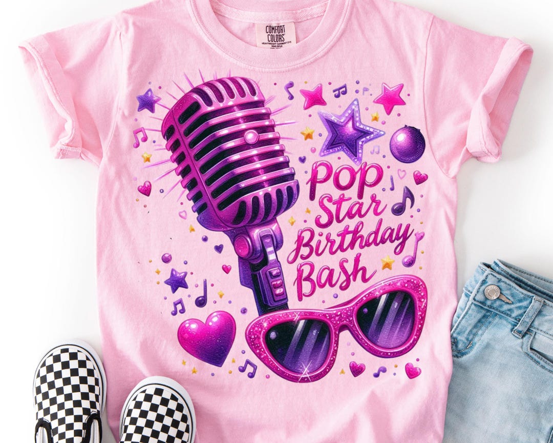 Pop Star Birthday Bash PNG, Pink Microphone Sublimation Design, Popstar ...