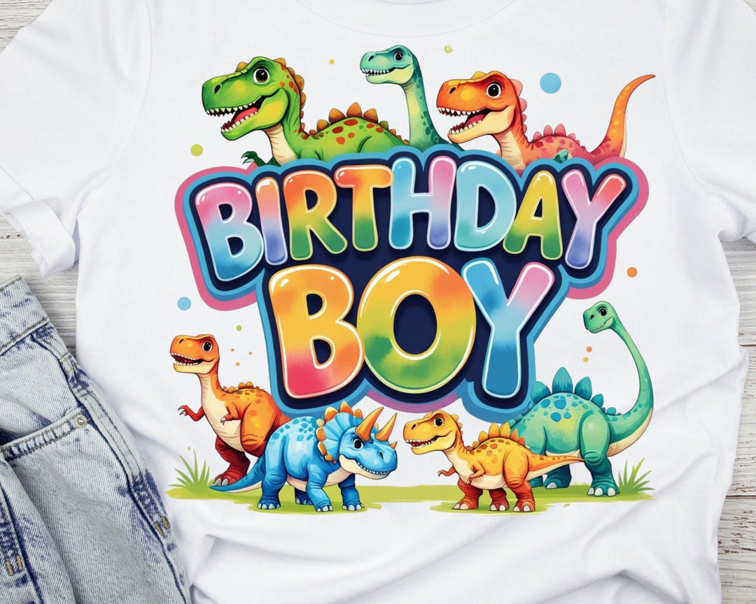 Dinosaur Birthday Boy PNG, T-REX Birthday Png, Birthday Boy Dinosaur ...