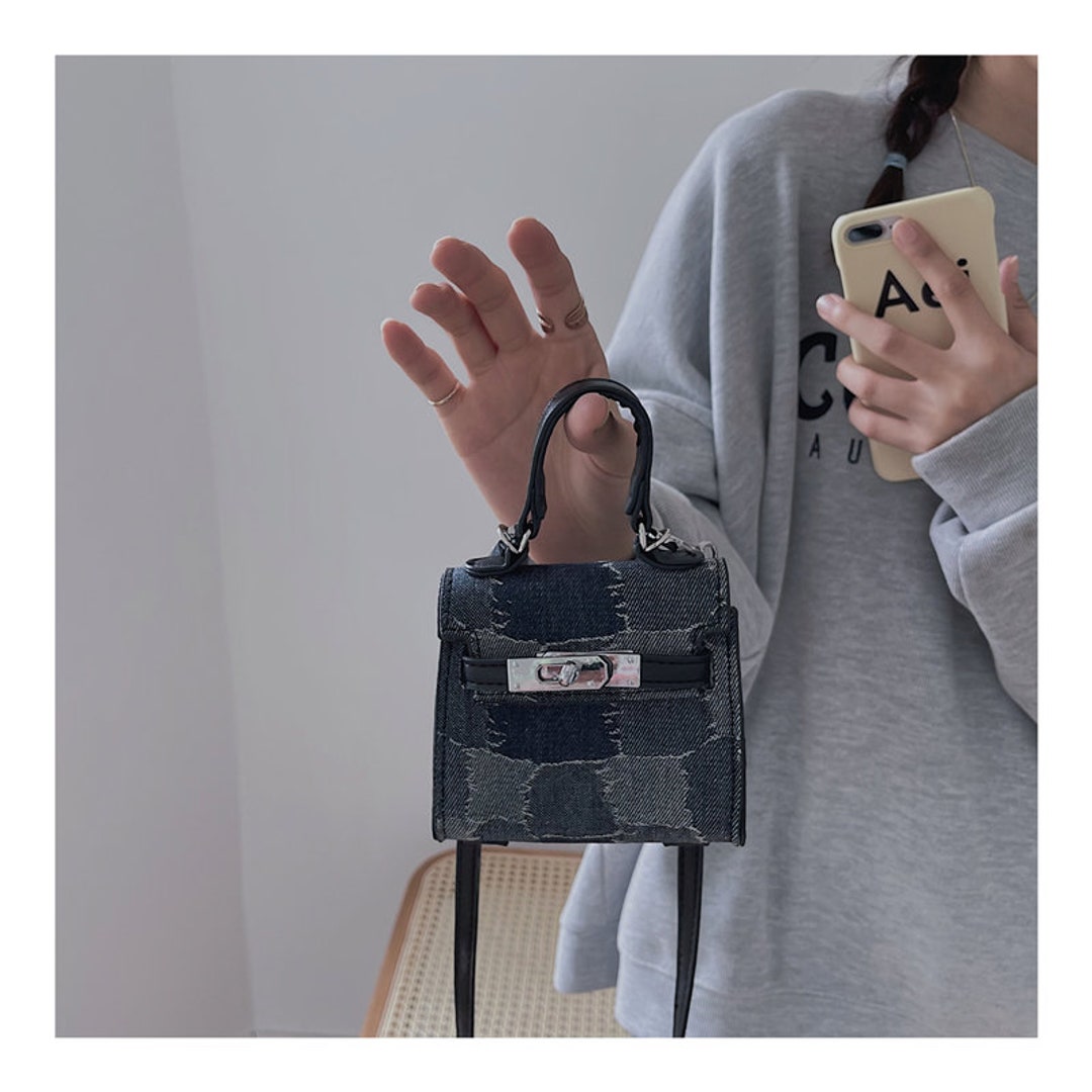 Mini Denim Style Tote Crossbody Strap Square Bag, Micro Messenger Bag ...