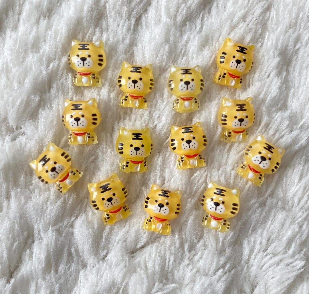 9mm Kids Baby Cute Kawaii Cartoon Yellow Tiger Flatback Cabochon ...
