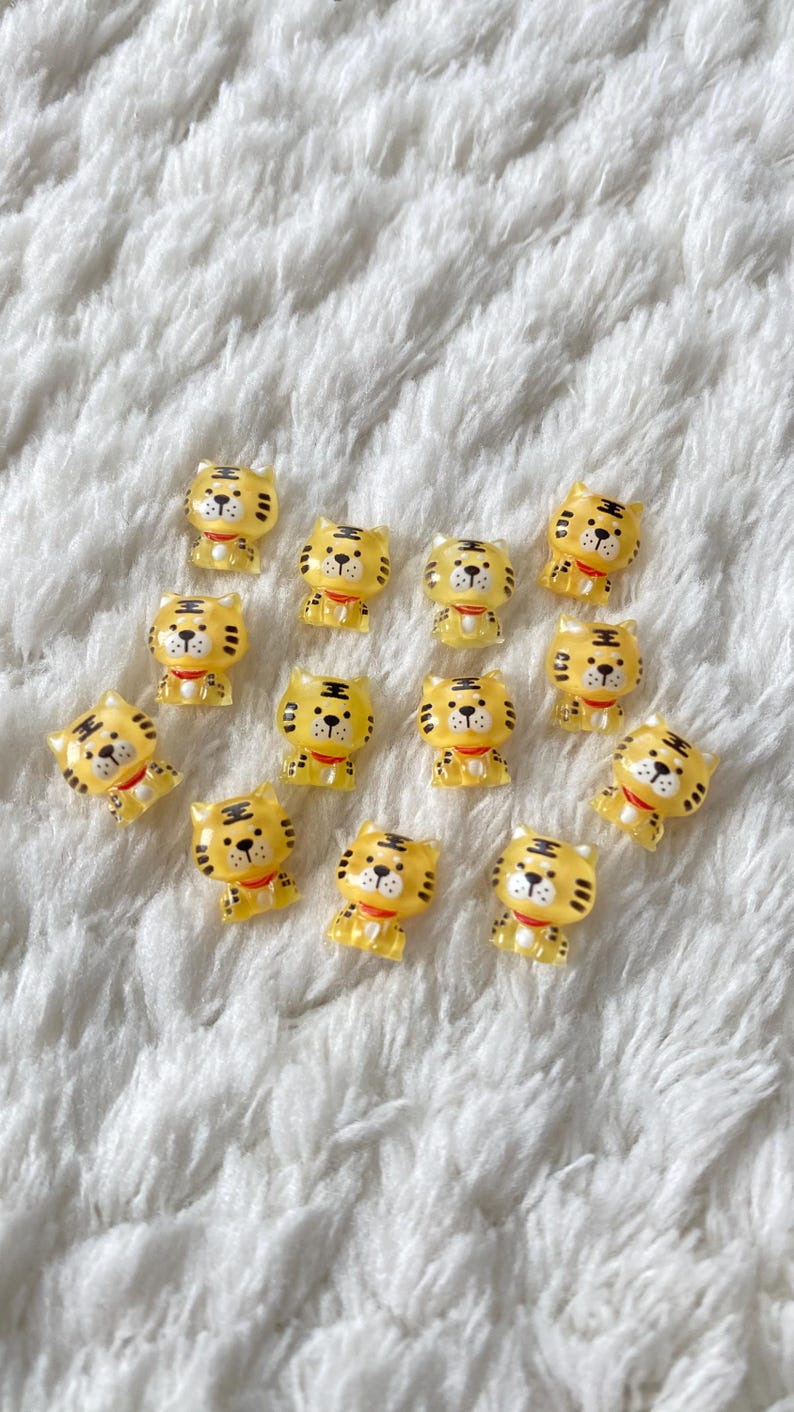 9mm Kids Baby Cute Kawaii Cartoon Yellow Tiger Flatback Cabochon ...