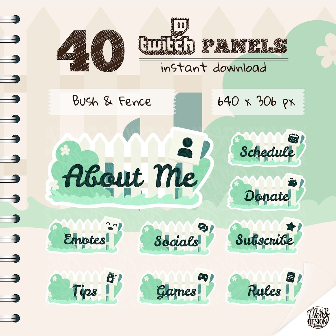 Twitch Panel Pack: 40 Cute White Fence and Bush Design Panels - Etsy