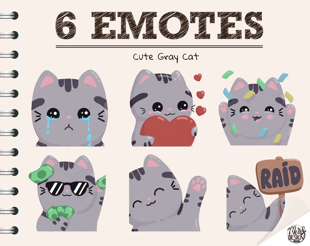 Complete Cat Emote Pack for Twitch, Discord, and Youtube | 6 Expressive ...