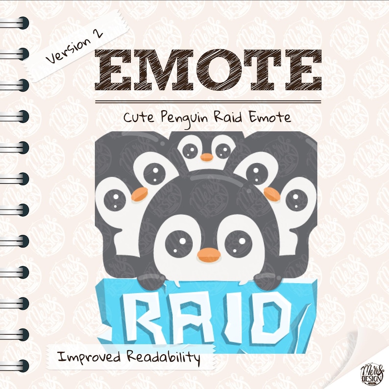 Cute Penguin Raid Emote: 4 Penguins on Ice Block - Etsy