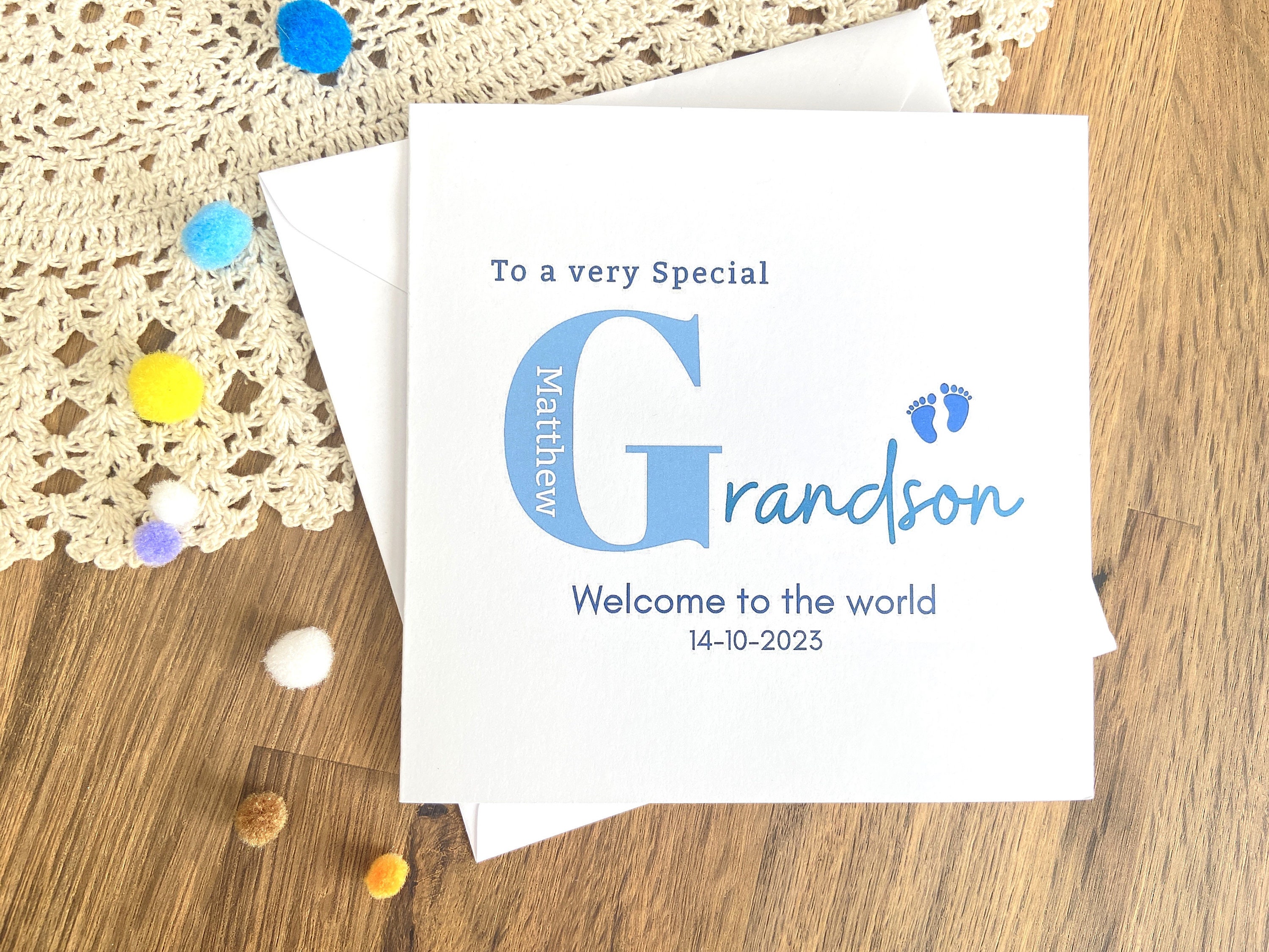 Personalised New Grandson Card Baby New Grandparents Congratulations on ...
