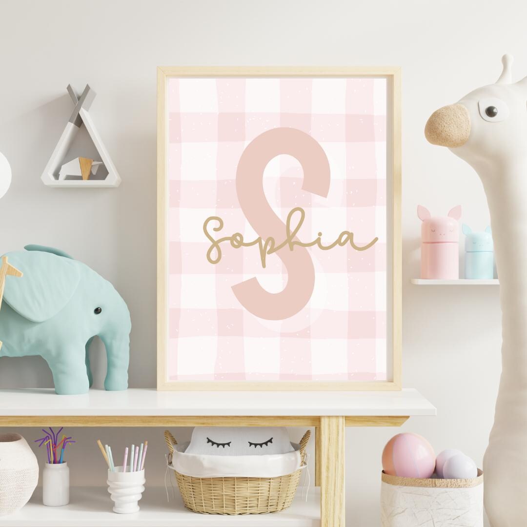 Custom Initial Baby Girl Digital Printable Wall Art Personalised ...