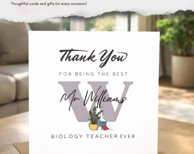Biology Teacher Thank You Card - Science Teacher - Thanks - Neurone ...