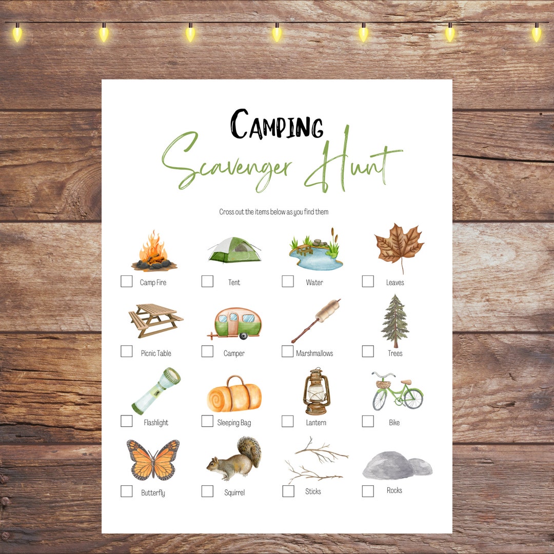 Camping Scavenger Hunt| Printable Scavenger Hunt| Outdoor Activities ...