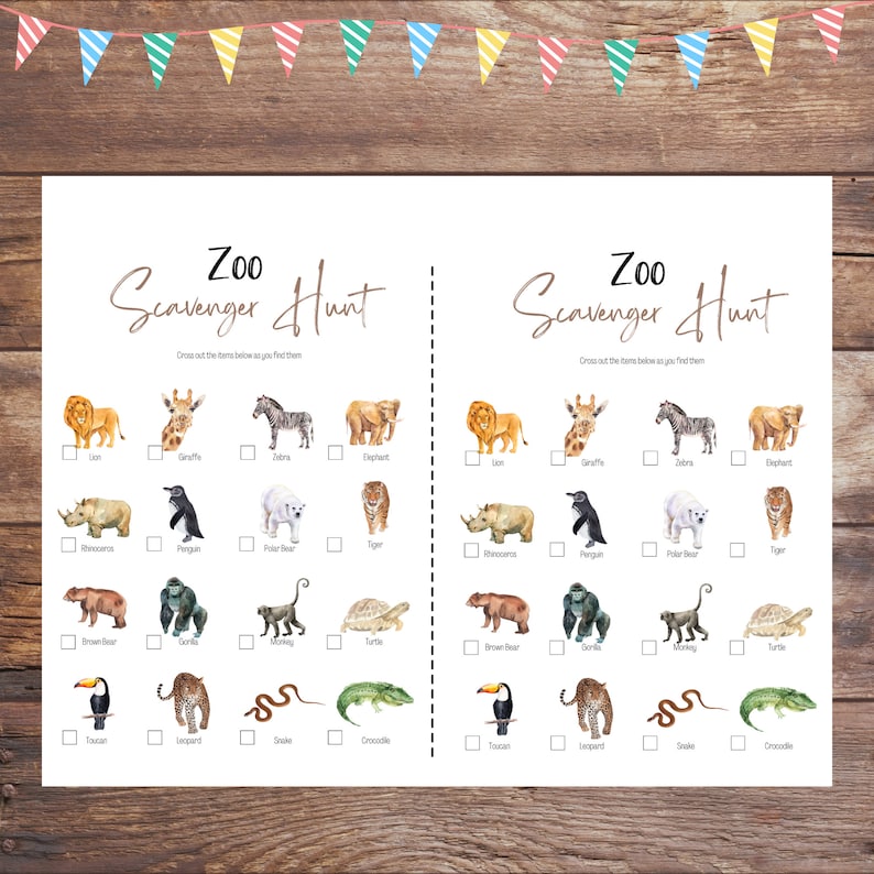 Zoo Scavenger Hunt| Printable Scavenger Hunt| Zoo Activities| Kids ...