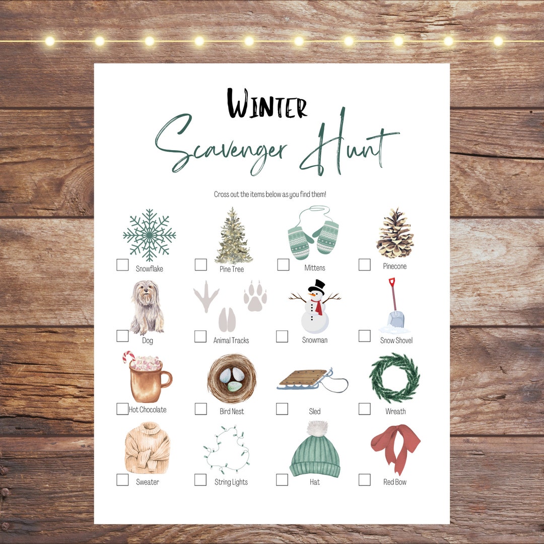 Winter Scavenger Hunt | Printable Scavenger Hunt | Scavenger Hunt for ...