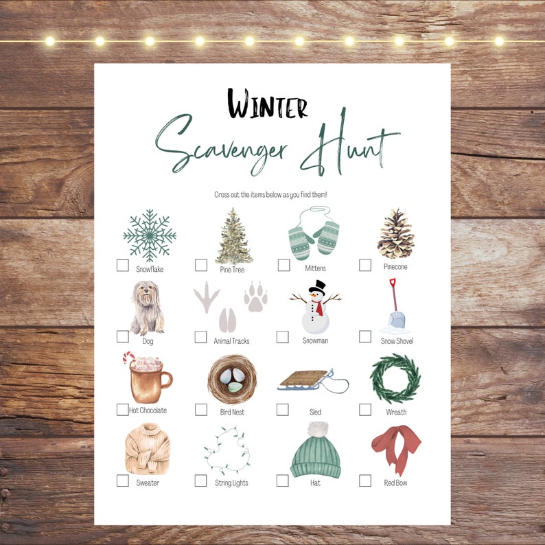 Winter Scavenger Hunt | Printable Scavenger Hunt | Scavenger Hunt for ...