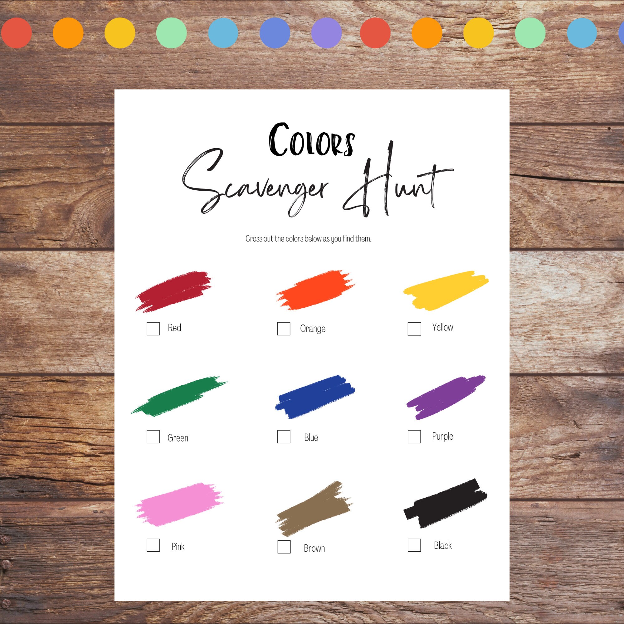 Colors Scavenger Hunt| Printable Scavenger Hunt| Scavenger Hunt for ...
