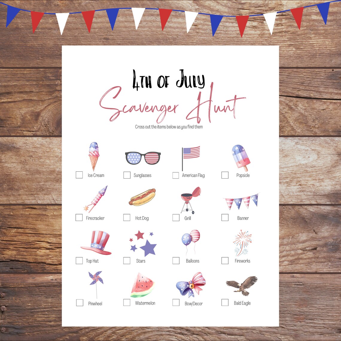 4th of July Scavenger Hunt| Printable Scavenger Hunt| Fourth of July ...
