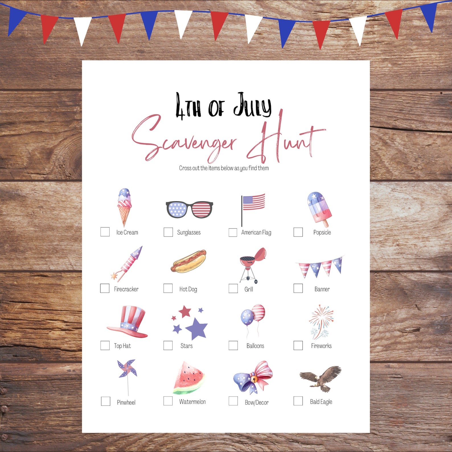 4th of July Scavenger Hunt| Printable Scavenger Hunt| Fourth of July ...