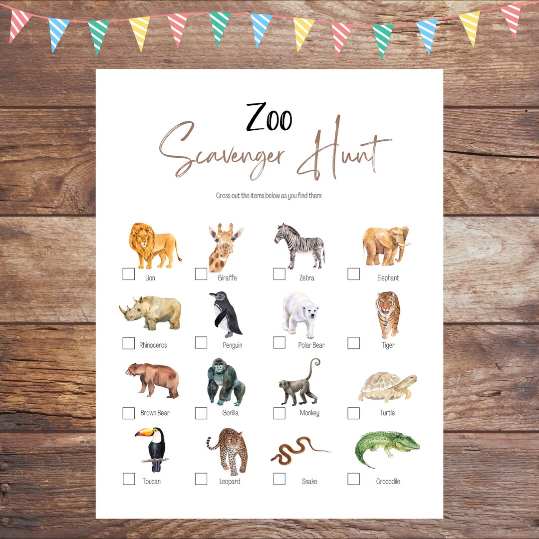 Zoo Scavenger Hunt| Printable Scavenger Hunt| Zoo Activities| Kids ...