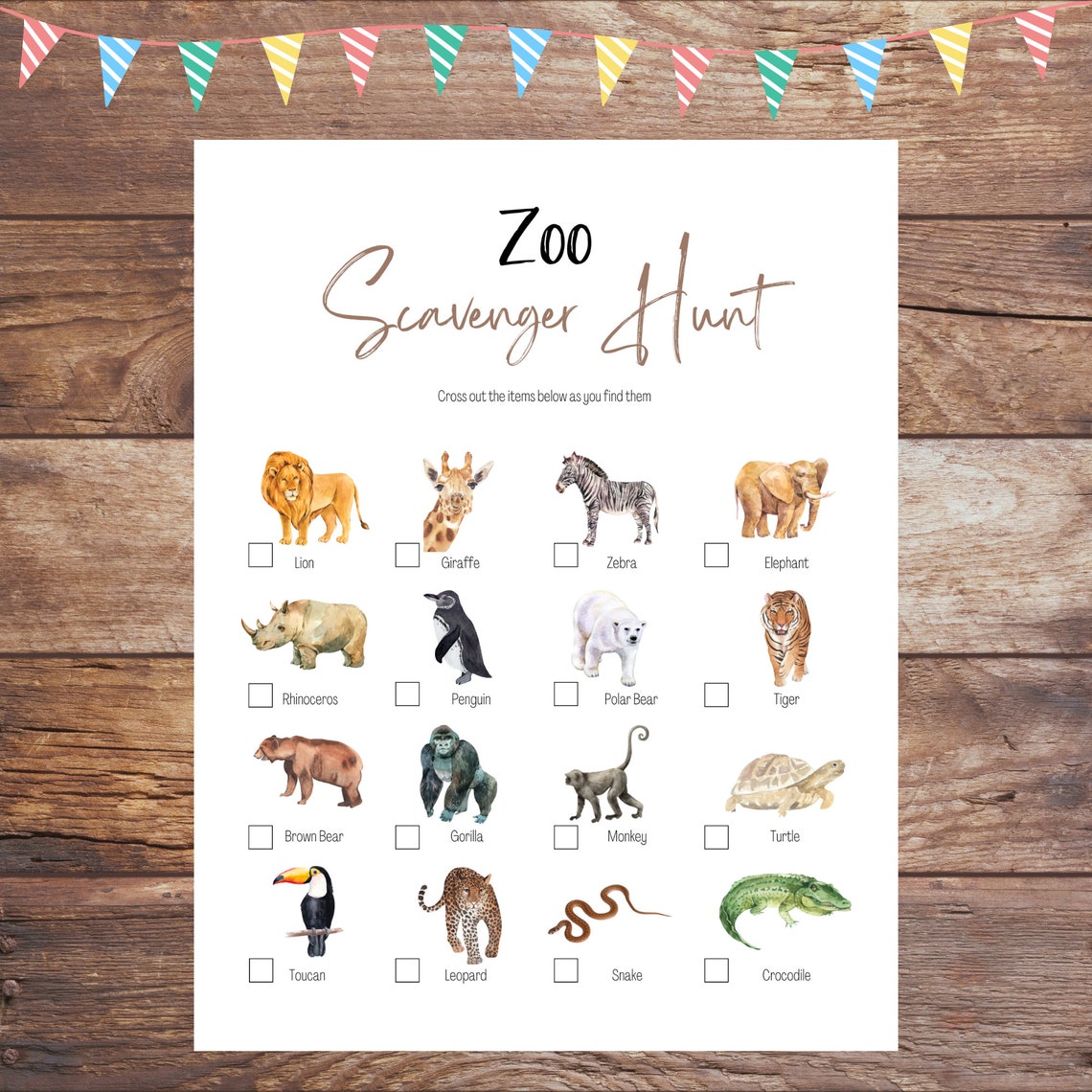 Zoo Scavenger Hunt| Printable Scavenger Hunt| Zoo Activities| Kids ...