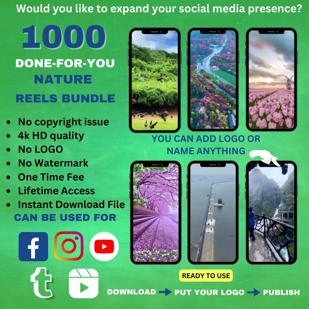 1000 Nature & Earth Reels Videos Bundle for Tiktok, Instagram, Youtube ...