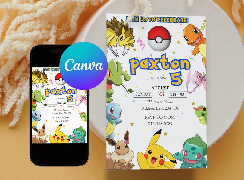 Editable Pokemon Invitation Pokemon Birthday Party Invite Digital ...