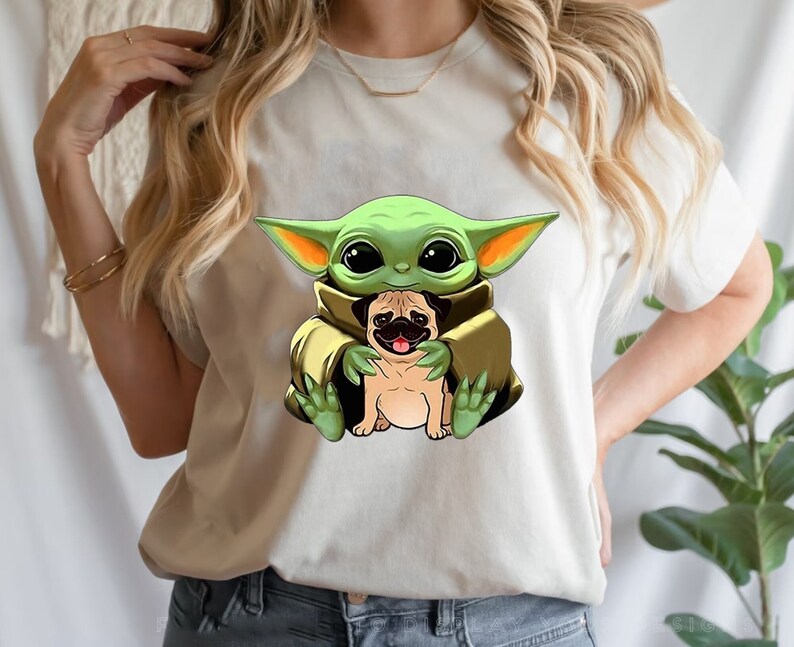 Grogu Hug Pug Dog Cute Digital PNG Baby Yoda Star Wars Movie - Etsy