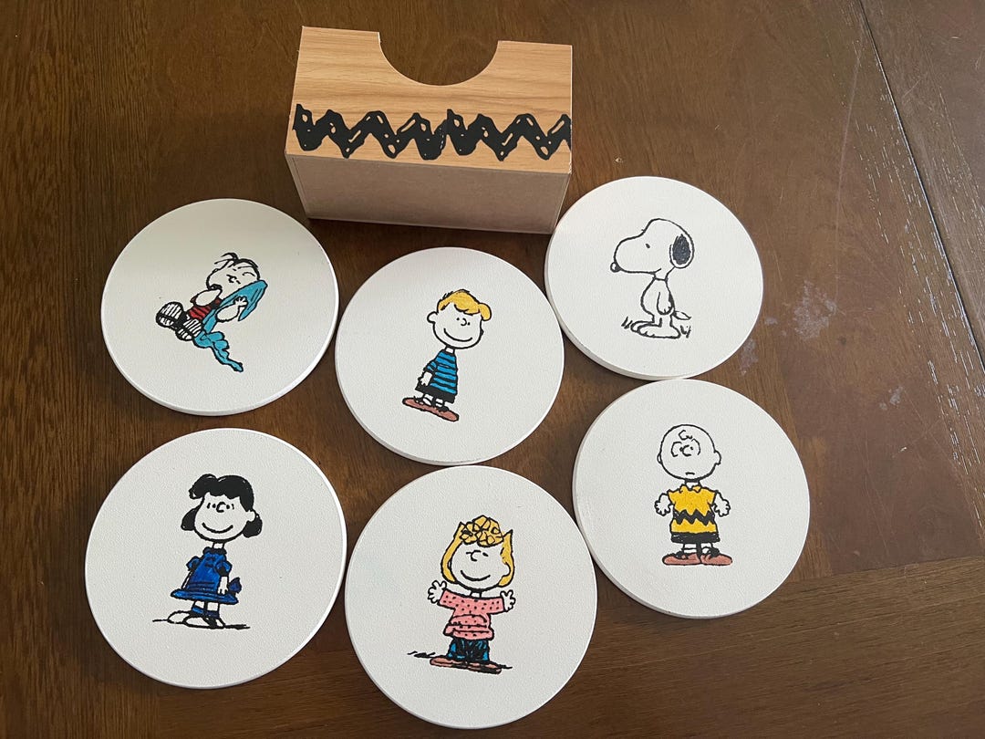 Whimsical Cartoon Characters Coasters Featuring a Beloved Beagle and ...