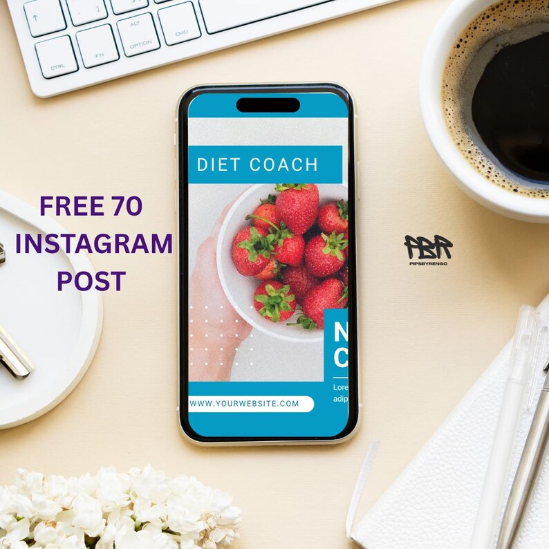 Blue 70 Editable Instagram Canva Templates – Diet | Social Media ...