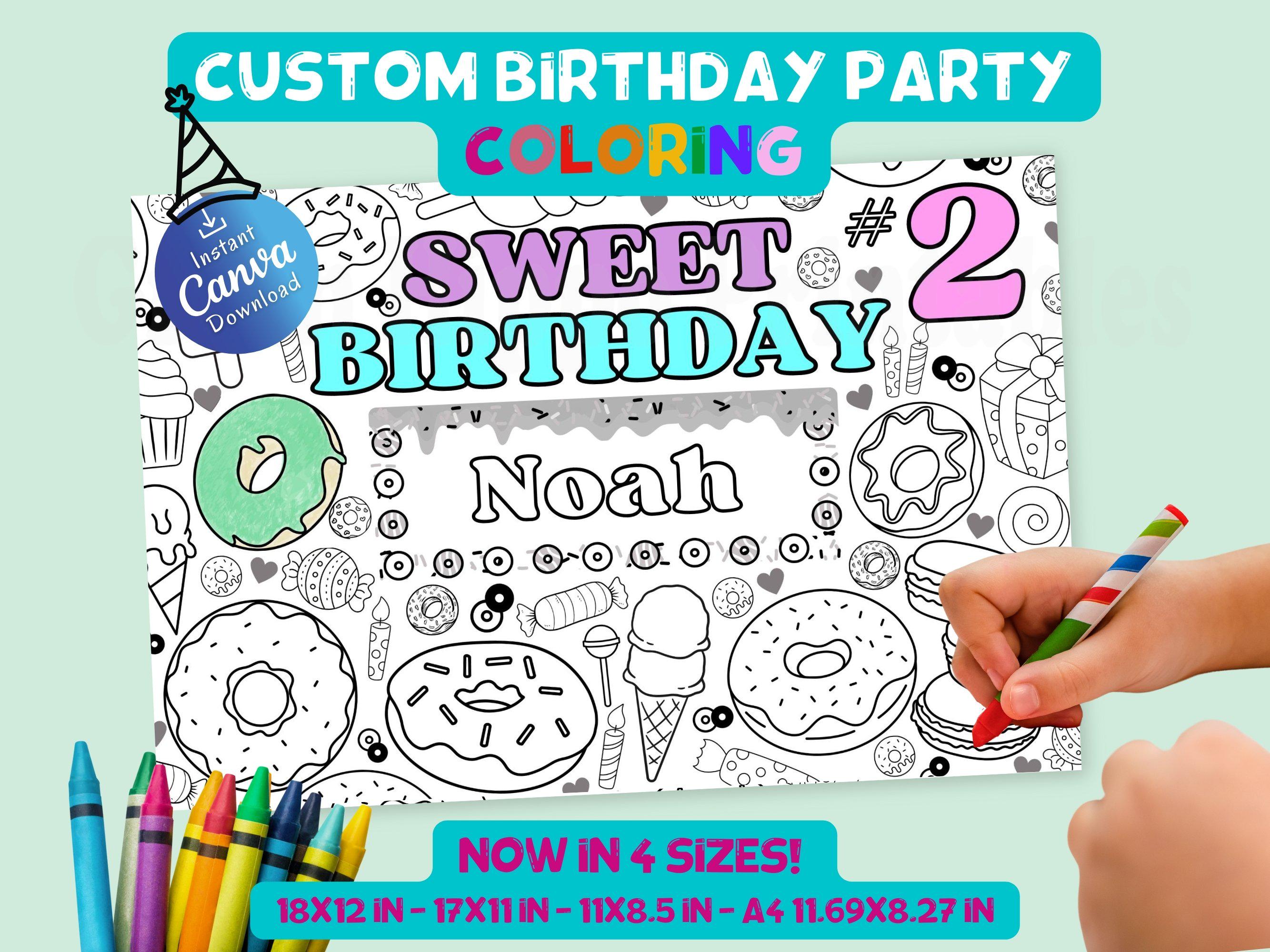 Editable Happy Birthday Coloring Page Printable Coloring Placemat ...