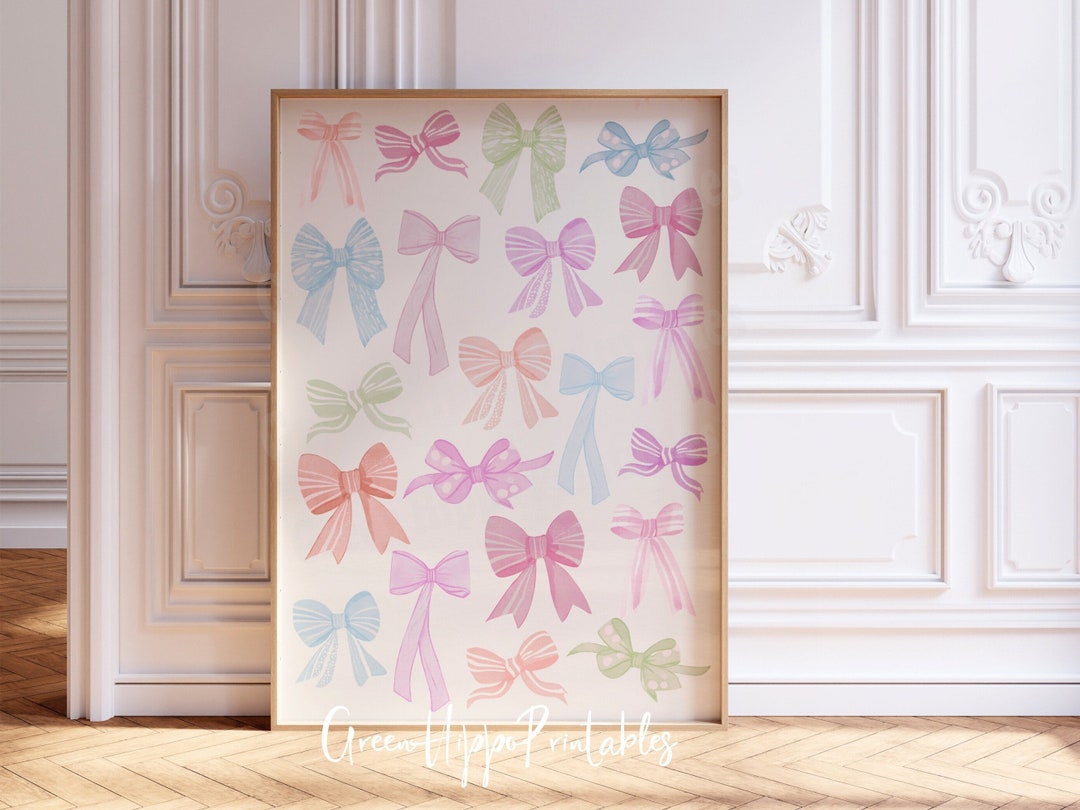 Pastel Bow Watercolor Print: Coquette, Balletcore, Preppy, Dorm Decor ...