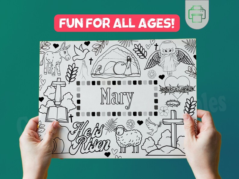 Editable Religious Easter Coloring Page Christian Easter Placemat ...