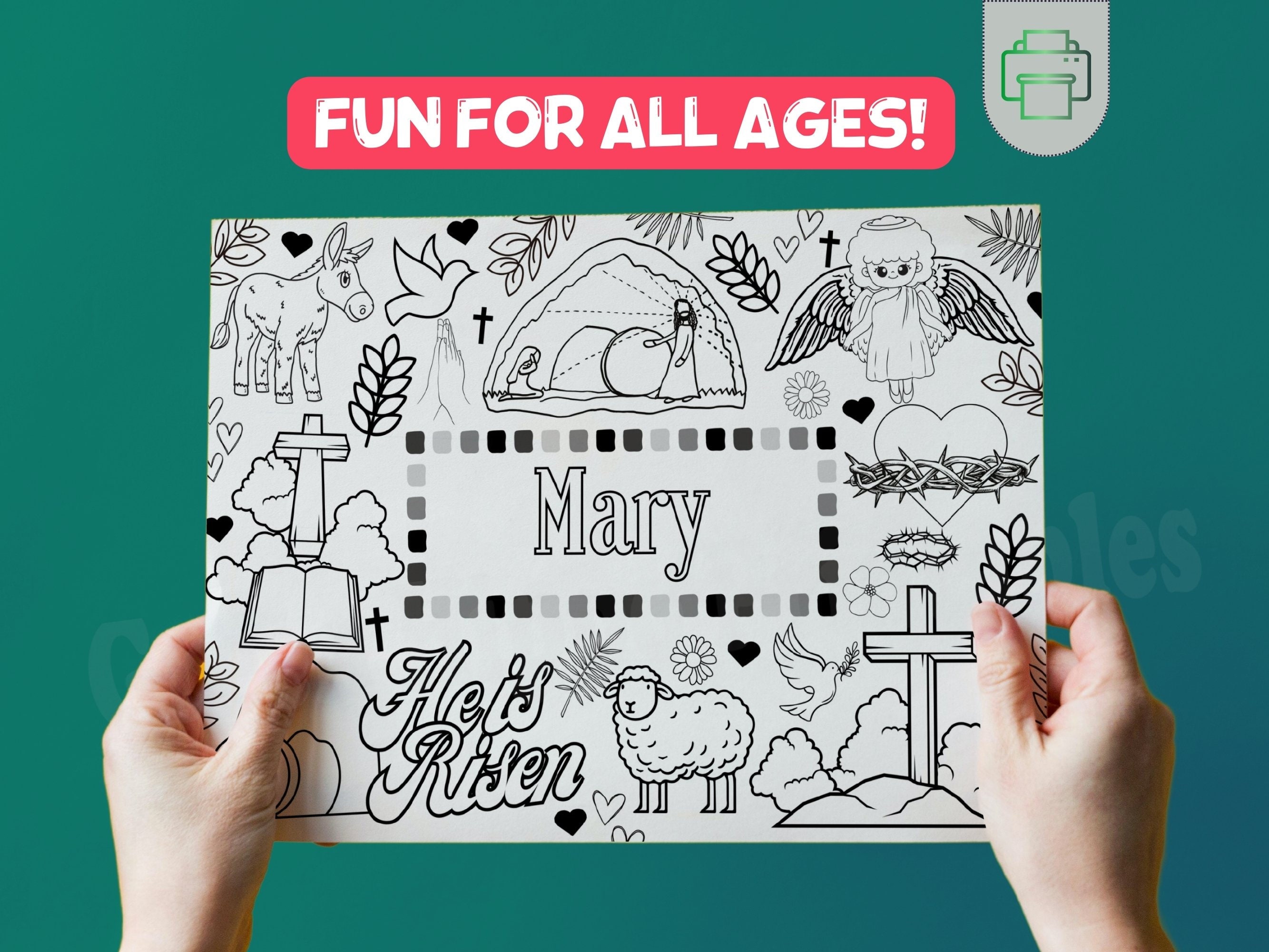 Editable Religious Easter Coloring Page Christian Easter Placemat ...