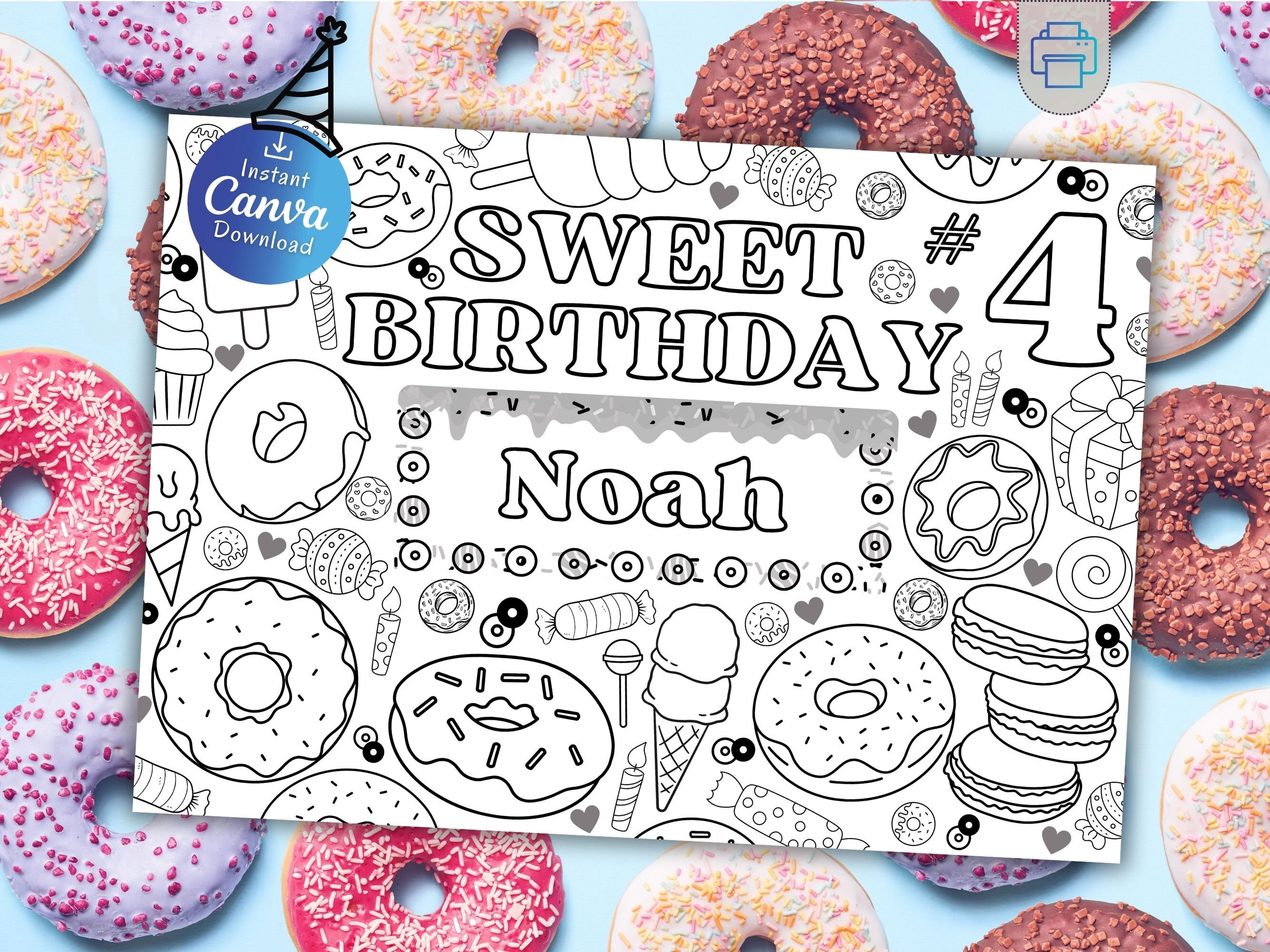 Editable Happy Birthday Coloring Page Printable Coloring Placemat ...