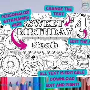 Editable Happy Birthday Coloring Page Printable Coloring Placemat ...