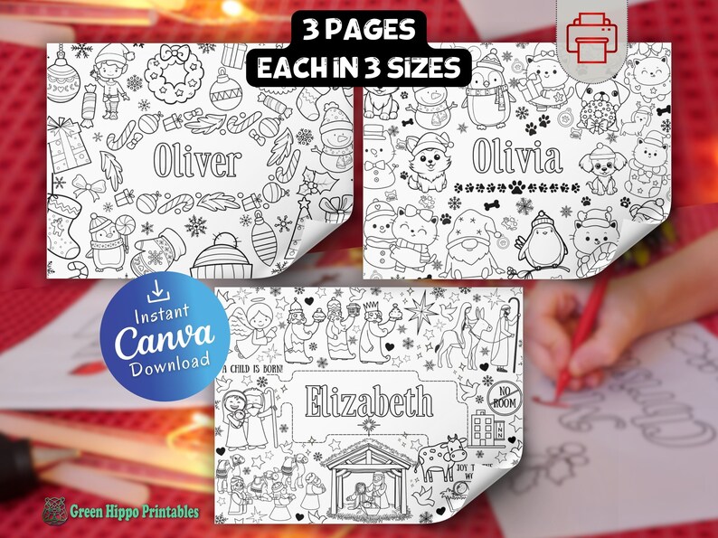 Editable Coloring Christmas Paper Placemats Christmas Activities ...