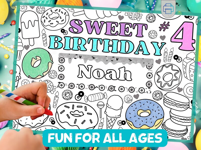 Editable Happy Birthday Coloring Page Printable Coloring Placemat ...