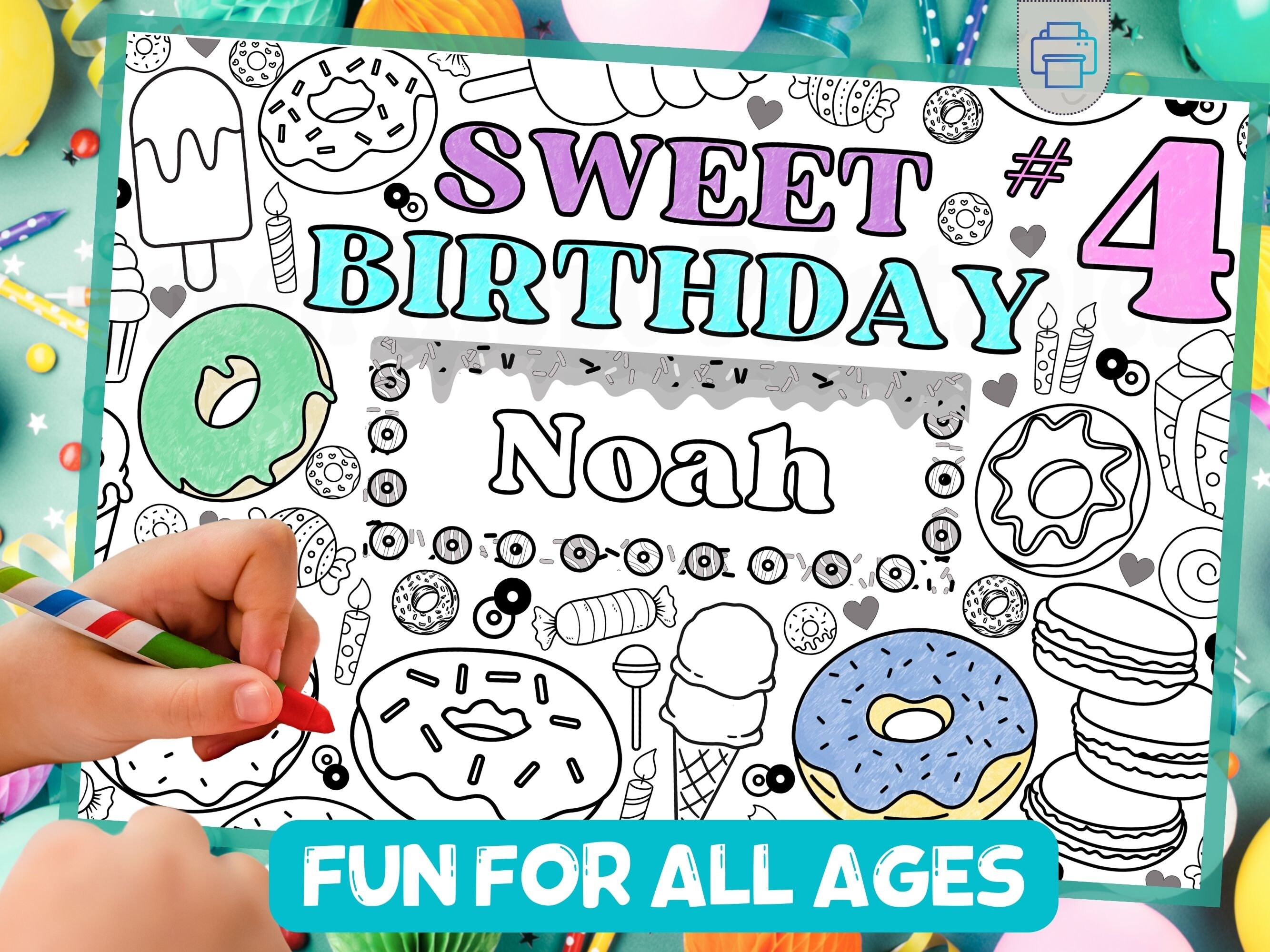 Editable Happy Birthday Coloring Page Printable Coloring Placemat ...