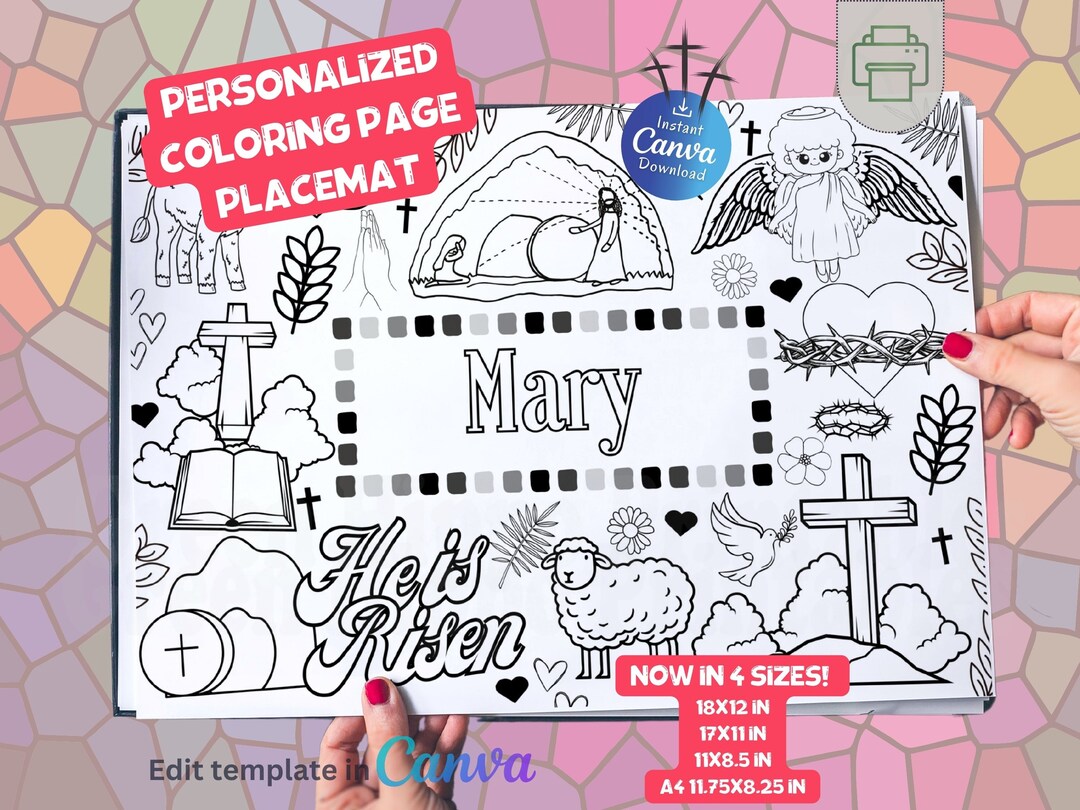 Editable Religious Easter Coloring Page Christian Easter Placemat ...