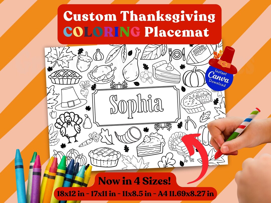Editable Thanksgiving Coloring Page Placemat Thanksgiving Activities ...