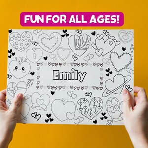 Editable Valentine's Day Coloring Placemat: Kids Activity (digital ...