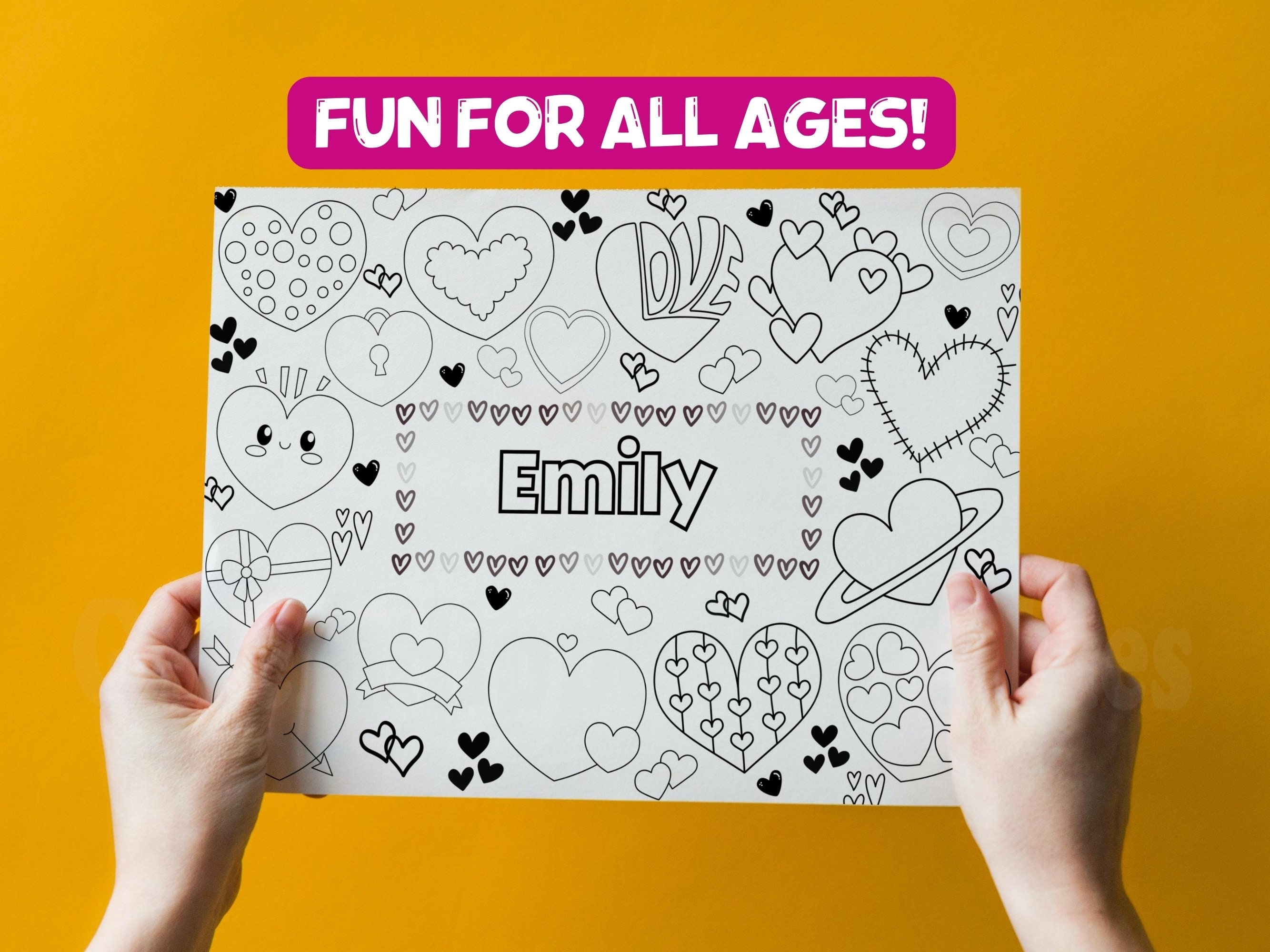 Editable Valentine's Day Coloring Placemat: Kids Activity (digital ...