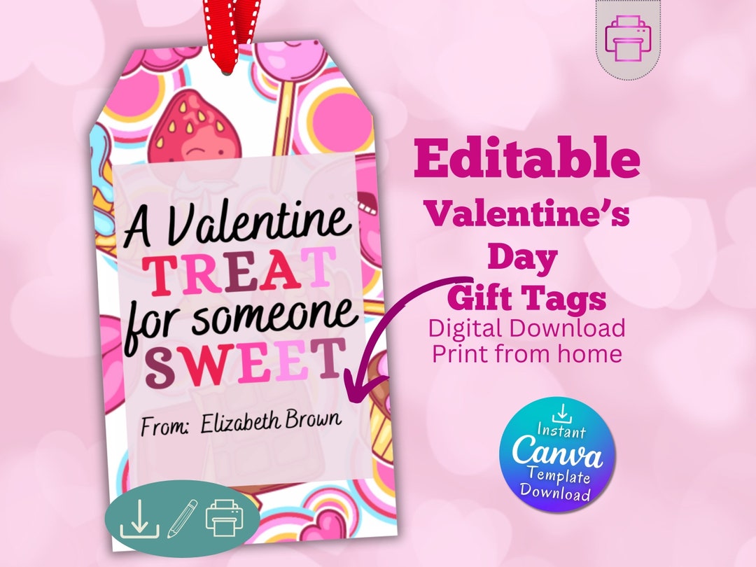 Editable Valentines Day Tag Gift Tags Valentine Printable Tags Grab Bag ...
