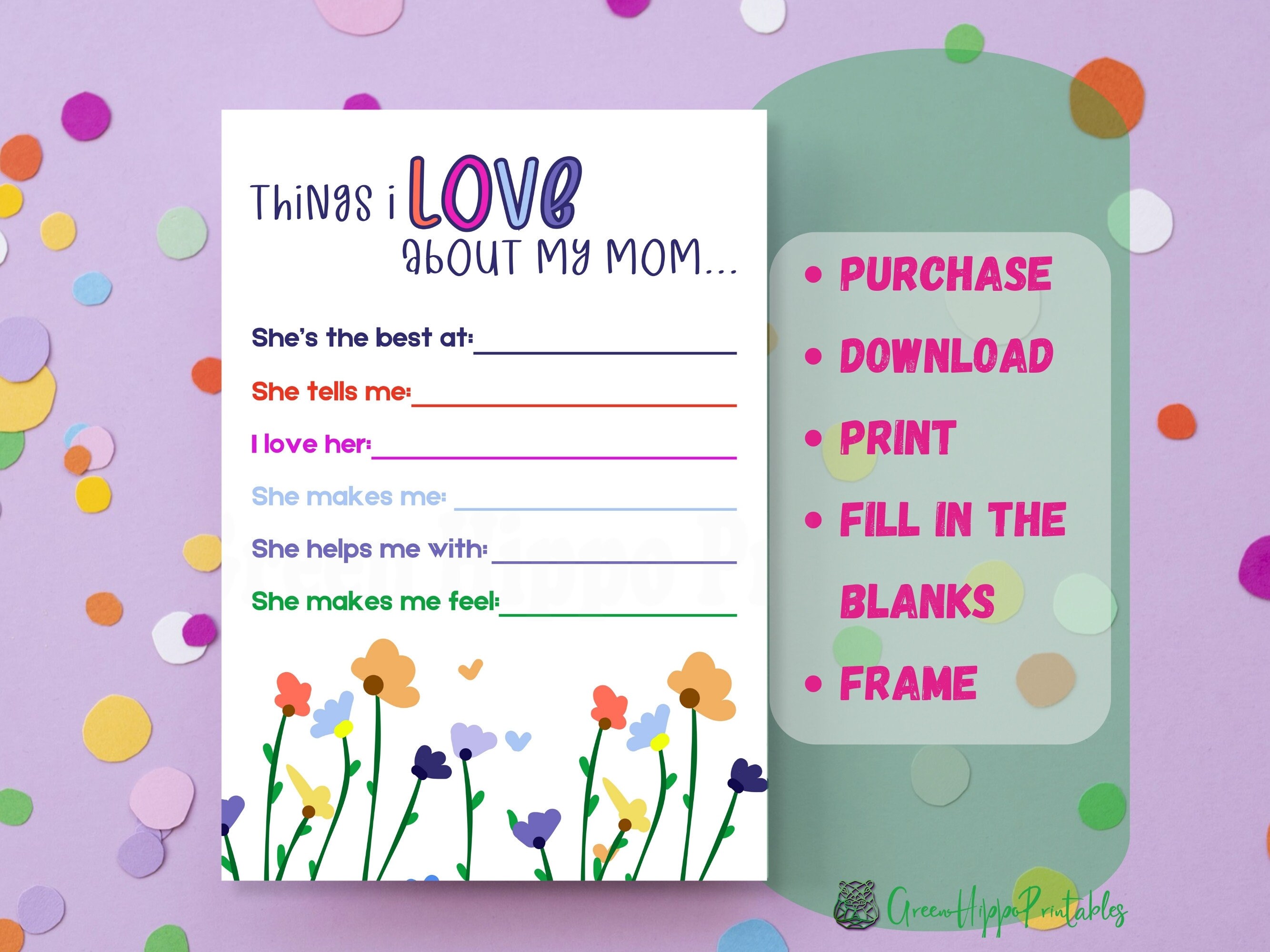 Mother's Day Printable Keepsake, Mother's Day Gift, Classroom Mother's ...