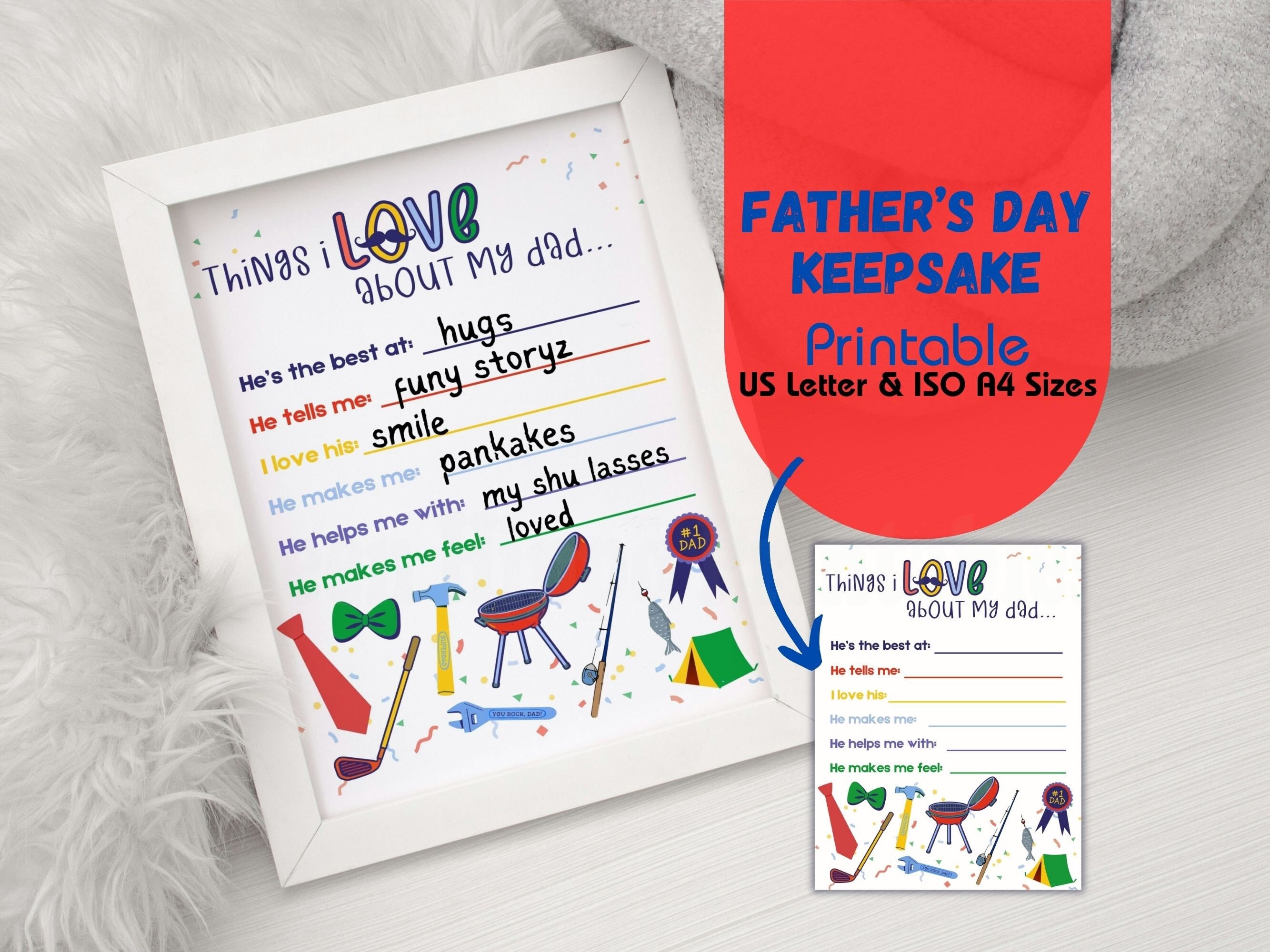 Father's Day Printable Keepsake Father's Day Gift Classroom Father's ...