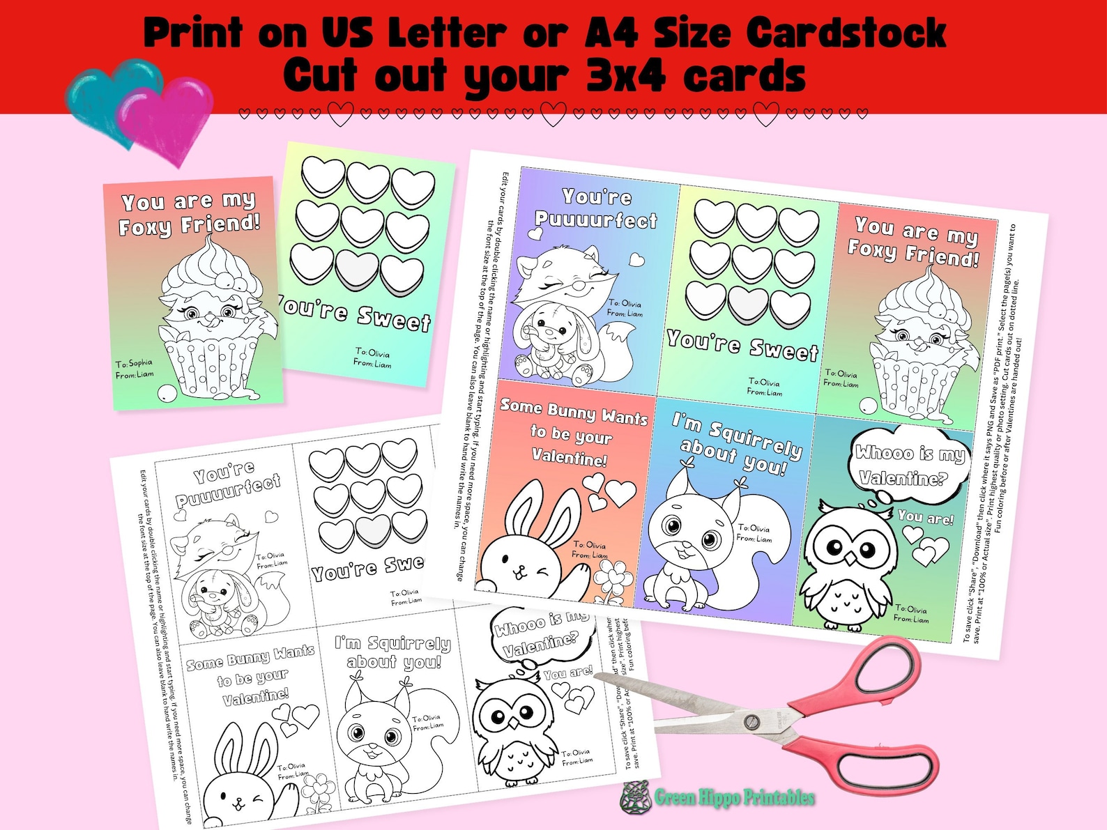 Editable Valentines Day Coloring Valentine Cards Printable Kids ...
