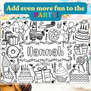 Personalized Birthday Coloring Placemat: Canva Editable (download ...