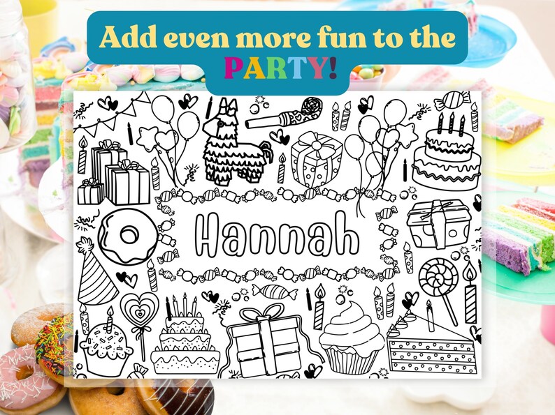 Personalized Birthday Coloring Placemat: Canva Editable (download ...