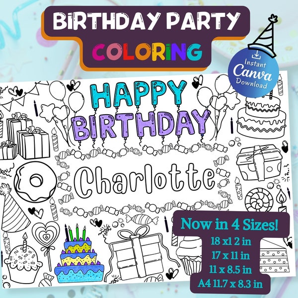 Birthday Coloring - Etsy